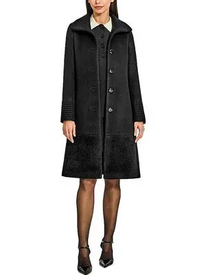 SENTALER Boucle Empire Waist A-Line Coat