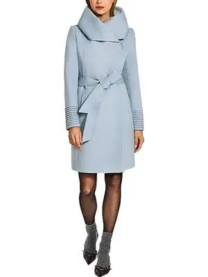 Sentaler Mid-length Hooded Wrap Coat - Glacial Blue
