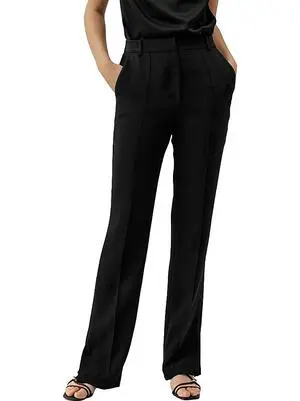 Lilysilk Silk Straight Leg Trousers With Slit - Black
