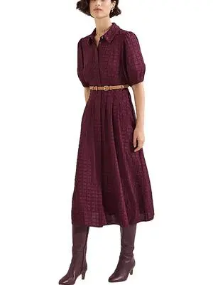 PHASE EIGHT Yasmine Textured Midi Dress - Burgundy