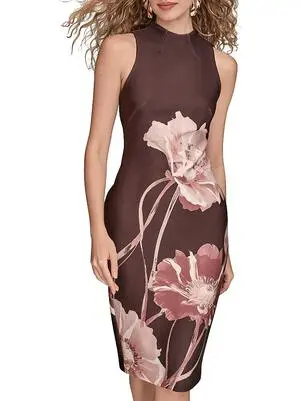 Donna Karan New York Floral Print Sleeveless Dress - Cam Rose