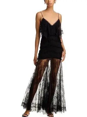 LoveShackFancy Sandy Lace Maxi Dress - Black