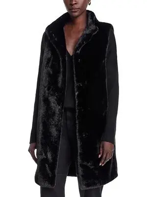 Adrienne Landau Dana Faux Fur Long Vest - Jet Black