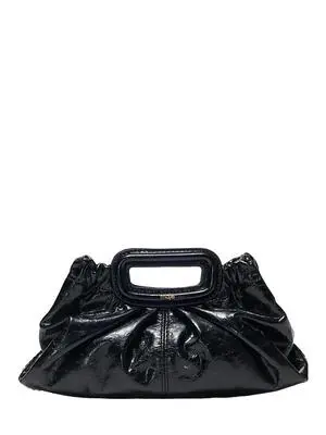 Maje Mini Crackled Leather Clutch - Black