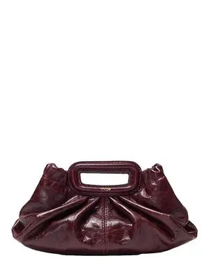 Maje Mini Crackled Leather Clutch - Burgundy