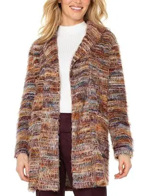 LIVERPOOL Printed Open Front Cardigan - Multi Feather Knit
