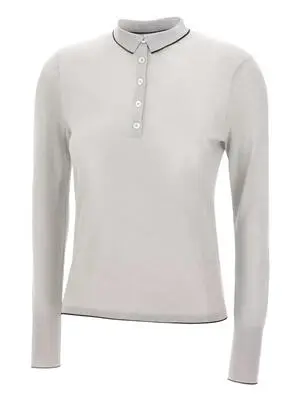 Eleventy Wool Polo Top - Grey
