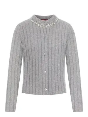 Gucci Ribbed-knit Cardigan - Grey
