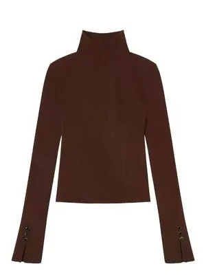 A.L.C. Jett Ribbed Turtleneck Top - Brown