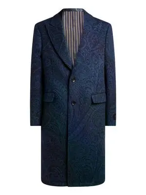 Etro Paisley Jacquard Single-breasted Coat - Blue
