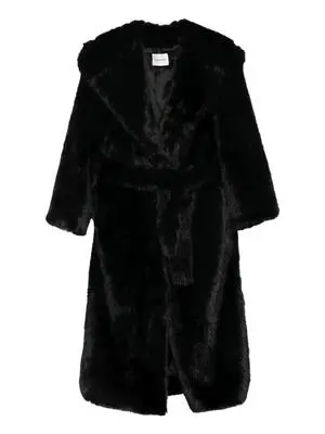 Andamane Belted Faux-fur Coat - Black