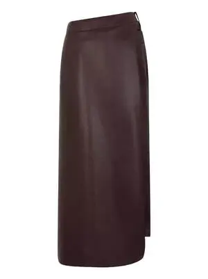 Rabanne Belted Faux Leather Midi Skirt - Brown
