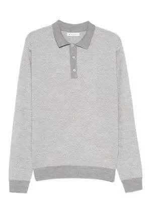 MANUEL RITZ Wool-blend Jacquard Polo Shirt - Grey