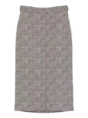 Rochas Herringbone Midi Skirt - Grey