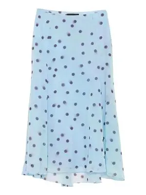 Rochas Polka-dot Silk Midi Skirt - Blue