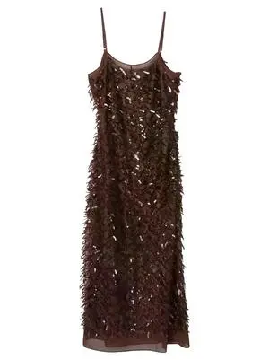 3.1 Phillip Lim Fringe-Sequin Midi Dress Brown