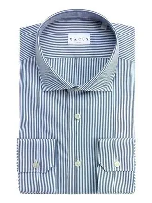 XACUS Striped Button Shirt - Blue