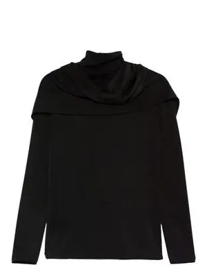 Sú Draped High-neck Top - Black