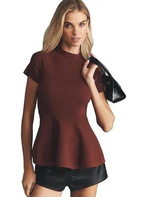 Maeve Hourglass Knit Top - Brown