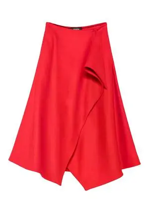 Rochas Ruffle Wrap Midi Skirt - Red