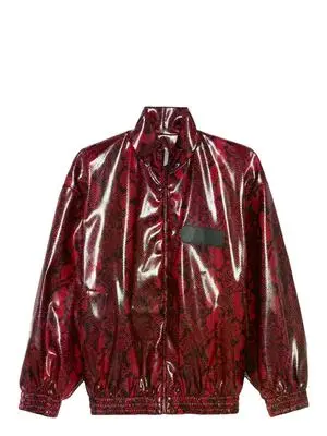 Gcds Snakeskin-effect Faux-leather Jacket - Red