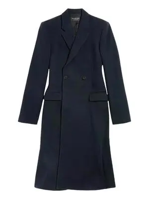 Balenciaga Wool Double-breasted Coat - Blue