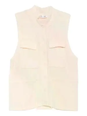 AYA MUSE Button-up Vest With Flap Pockets - Neutrals