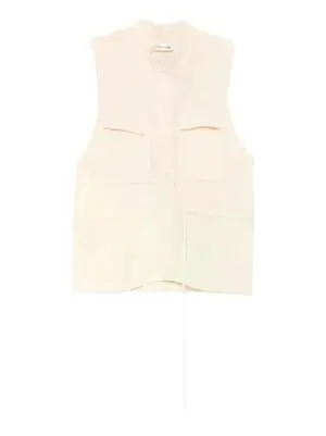 AYA MUSE Button-up Vest With Flap Pockets - Neutrals