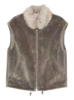 MARCCAIN Fur-Collar Zip-Up Gilet