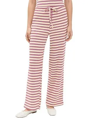 BAILEY ROSE Striped Terry Cloth Pants - Cream/cherry