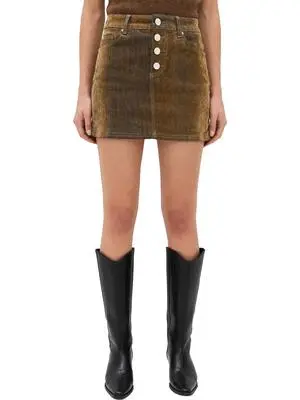 ALIGNE Corrie Flock Denim Mini Skirt - Sand