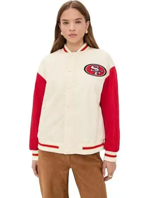 Terez Colorblock Bomber Jacket - 49ers Sugar Swizzle/red