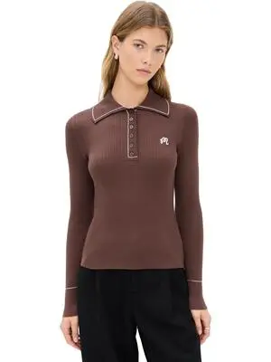 MALBON Agatha Knit Polo - Mahogany