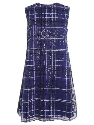 Max & Co. Sequin Checked Mini Dress Blue