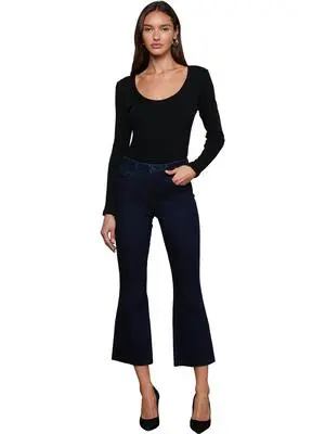 L'Agence Kendra Cropped Flare Jeans - Black Ink