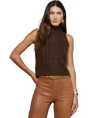 L'AGENCE L'AGENCE Bellini Metallic Cable-Knit Turtleneck