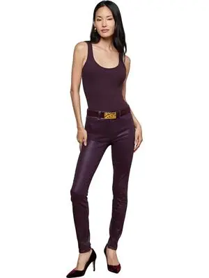 L'Agence Marguerite Coated Skinny Jeans - Dark Malbec Coated