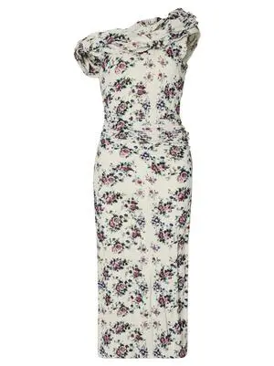 Tory Burch Twisted Cotton Velvet Dress - Purple Floral