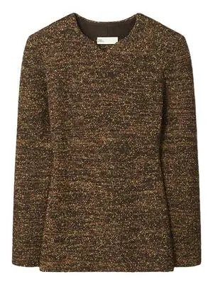 Tory Burch Wool Blend Crewneck Sweater - Dark Brown