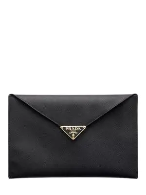 Prada Triangle-logo Envelope Clutch - Black