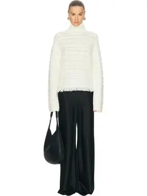 Guest In Residence Cropped Cable Turtleneck Sweater - Cream