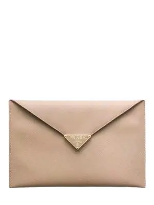Prada Envelope Clutch With Snap Closure - Neutrals