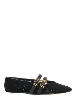 DOLCEVITA Baylee Wide Ballet Flats - Onyx Perforated Suede