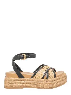 DOLCEVITA Wriley Platform Sandals - Black Woven Raffia