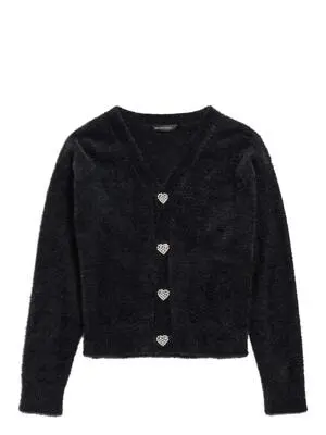 Balenciaga Fluffy Knit Cardigan - Black
