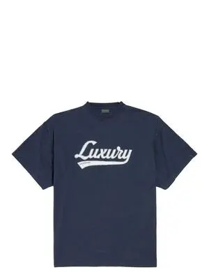 Balenciaga Luxury Script Oversized T-shirt Blue