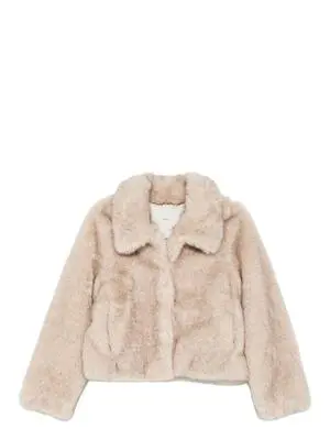 DUNST Faux Fur Cropped Jacket - Beige