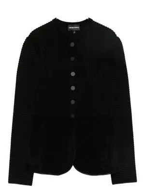 Emporio Armani Buttoned Crewneck Jacket - Black