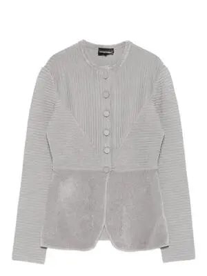 Emporio Armani Buttoned Crewneck Jacket - Silver