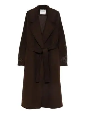 ERMANNO Belted Long Coat - Brown